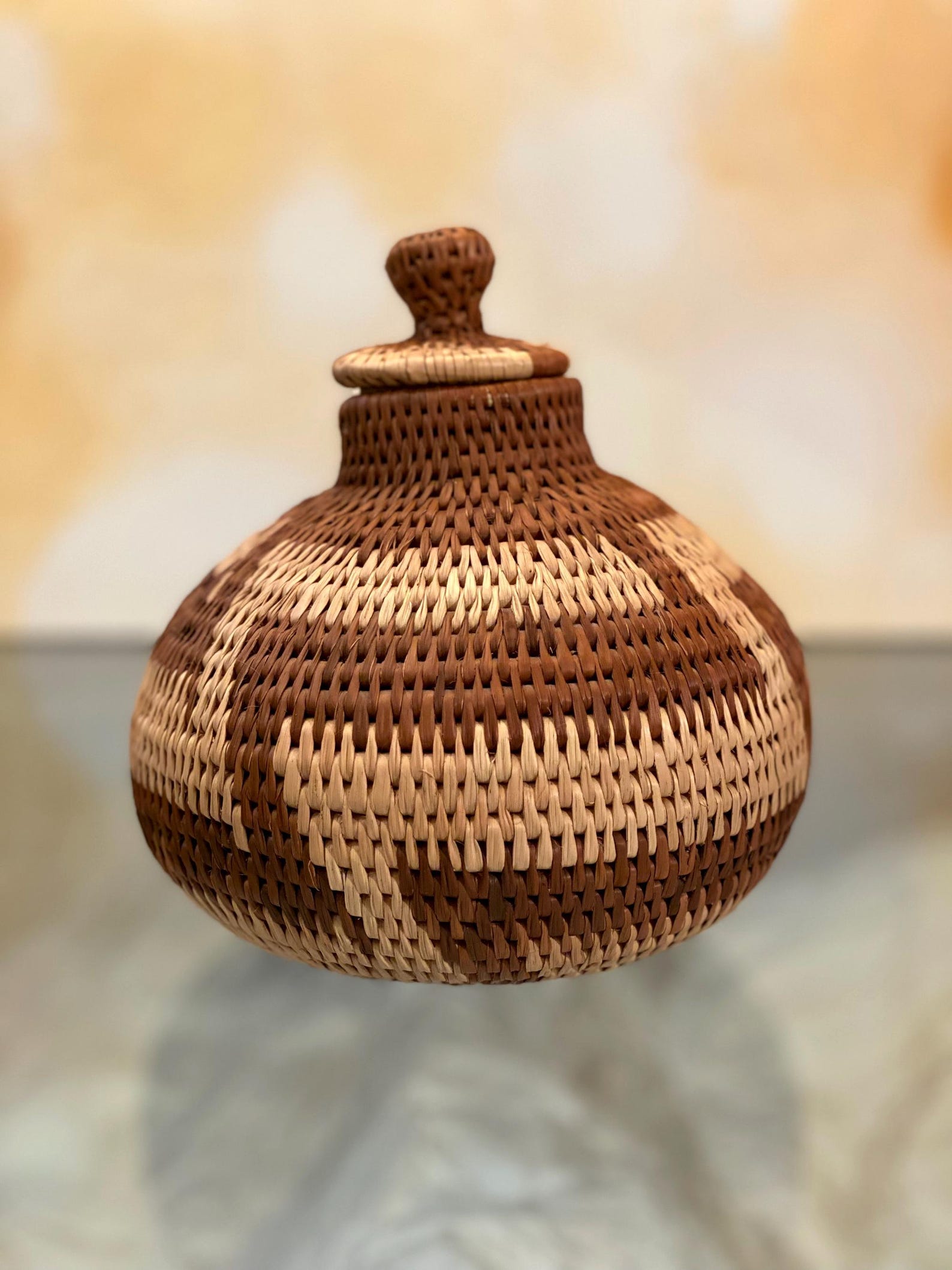Vintage Round Reed Basket From Botswana - Etsy