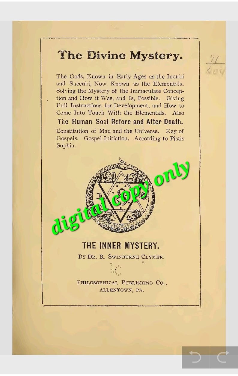The Divine Mystery by Clymer R. Swinburne | 1910 Edition | Rare Occult Book | Esoteric ...