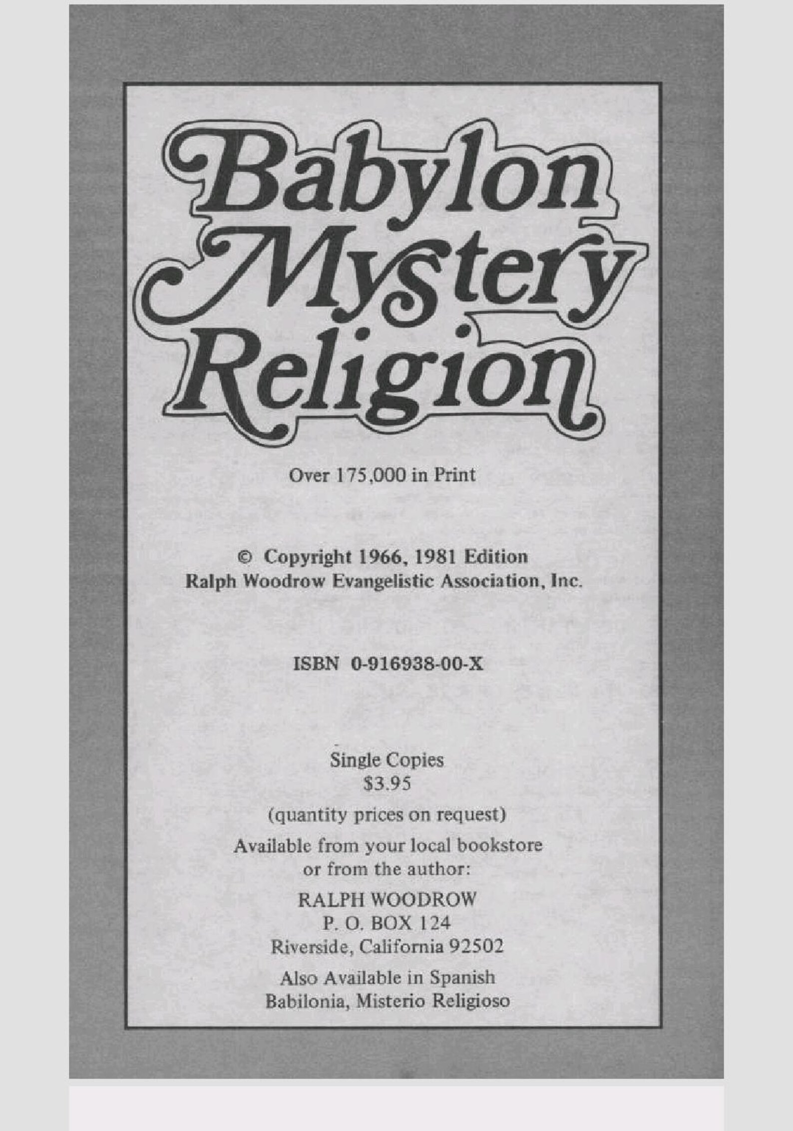 Babylon Mystery Religion Book by Ralph Woodrow (PDF) - Etsy