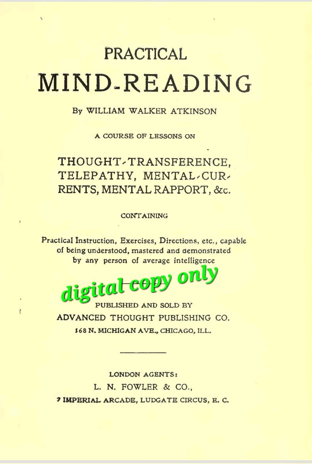 Practical Mind Reading | William Walker Atkinson 1907 Edition ...