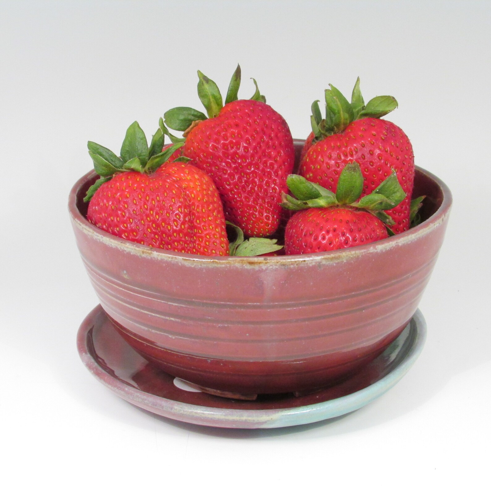 Ceramic Berry Bowl, Colander and Saucer, Strainer and Saucer, Fruit ...