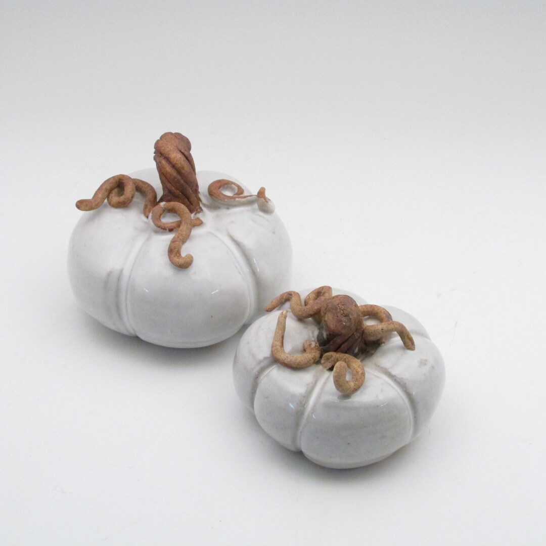 White Ceramic Pumpkin, Autumn Harvest, Fall Decoration, Handmade ...