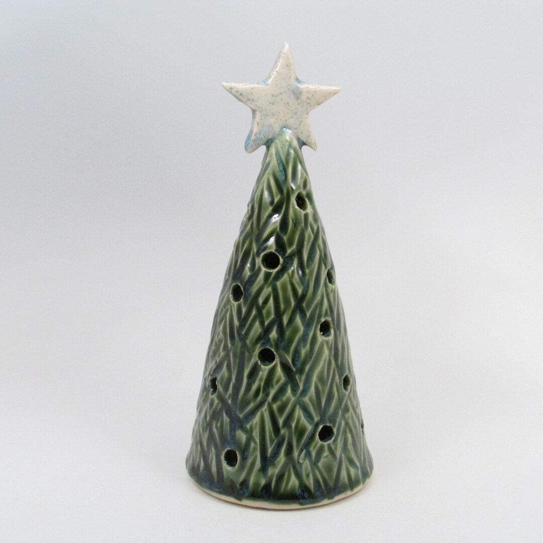 Green Tree Sculpture, Christmas Tree With Star, Handcrafted Tree, Hand ...