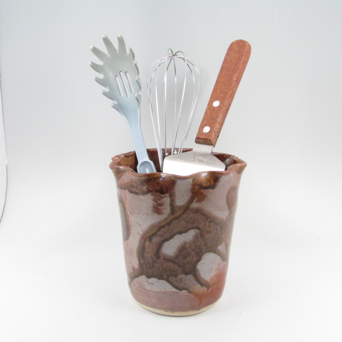 Utensil Crock, Utensil Holder, Wheel Thrown Crock, Wine Chiller, Wine ...
