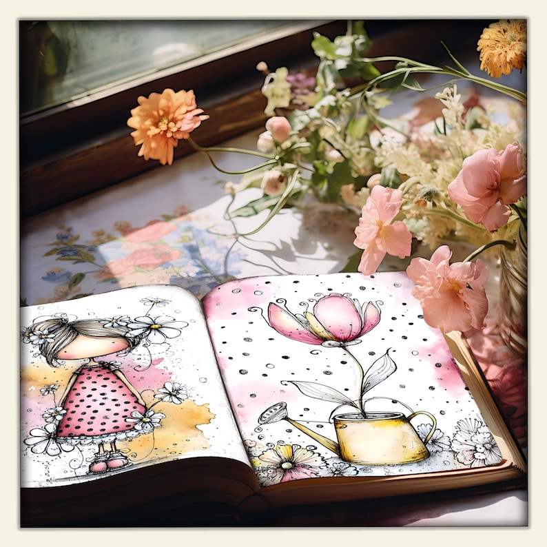 Whimsical Junk Journal Pages – Bloomberry Parade Papers, Cute Girls ...