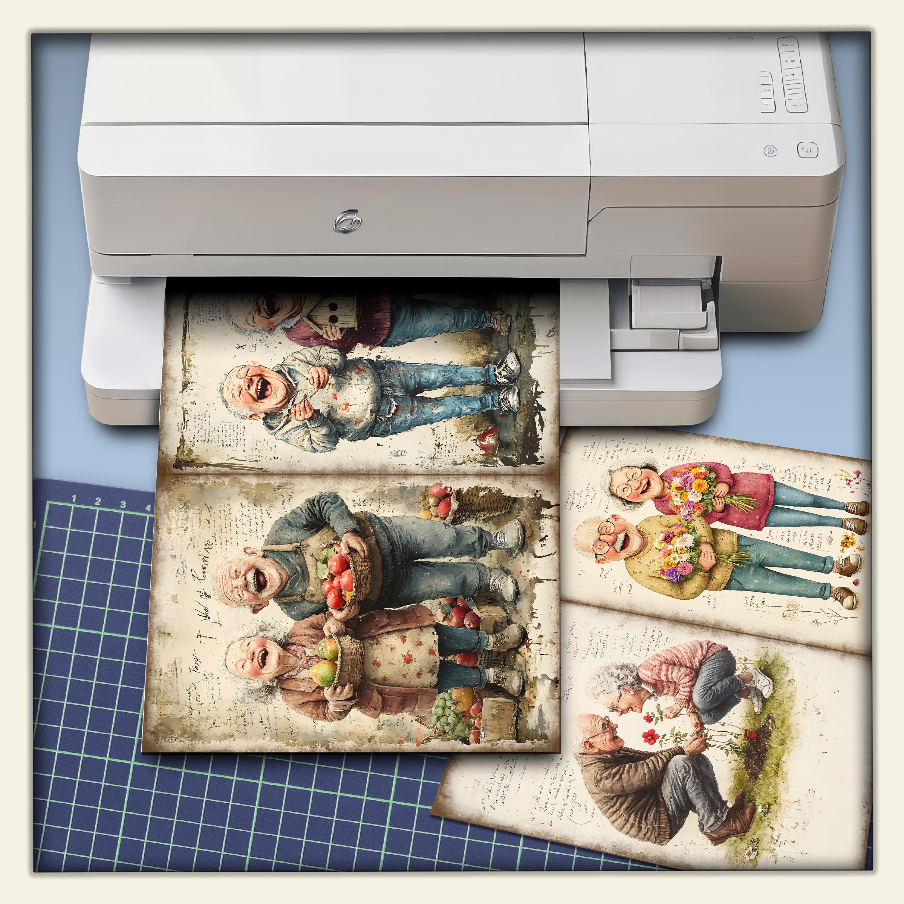 Junk Journal Elderly Couple Growing Older Grandparents Scrapbook Papers ...