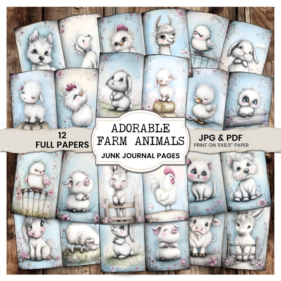 Adorable Farm Animals - Whimsical Farm Animal Clipart, Digital Download ...