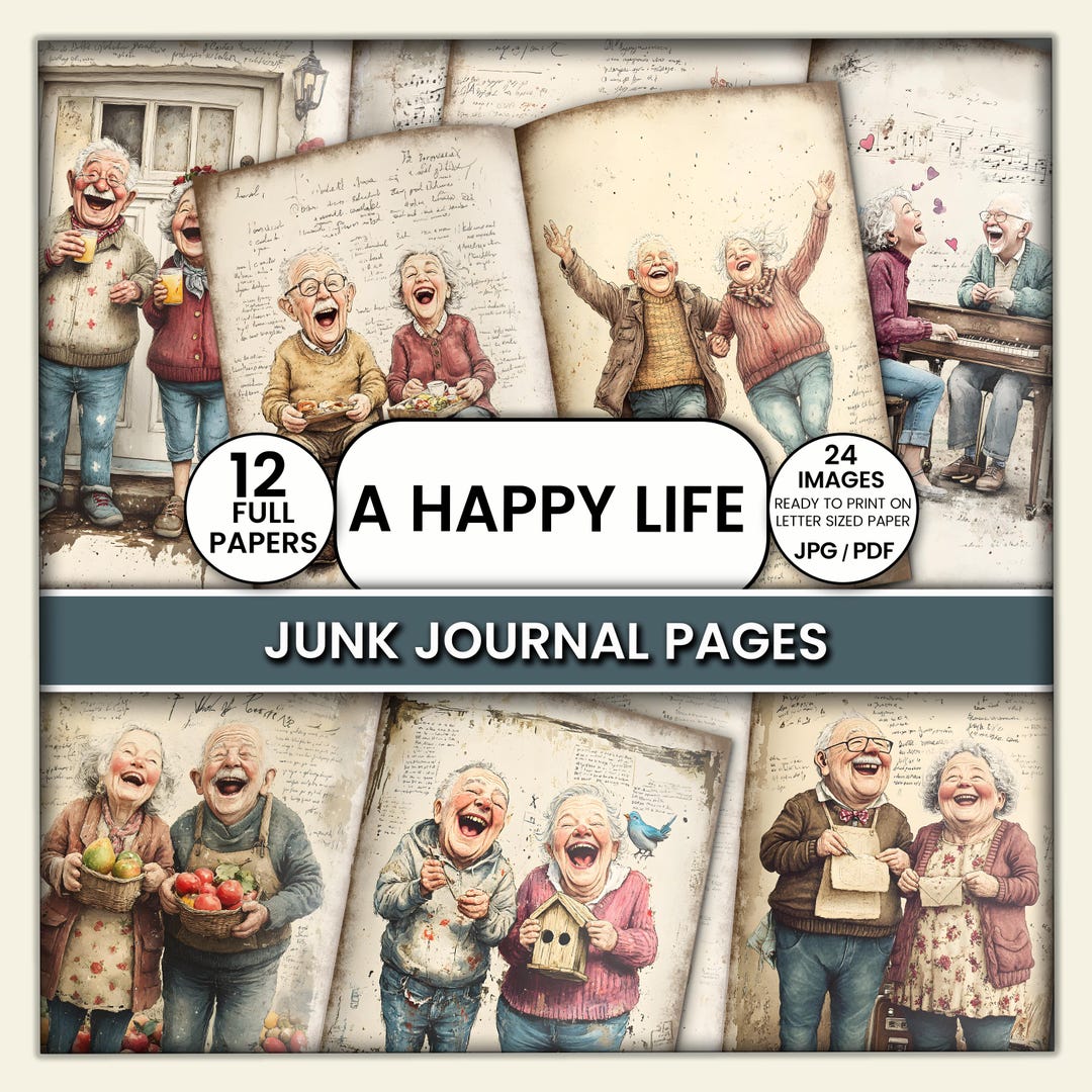 Junk Journal Elderly Couple Growing Older Grandparents Scrapbook Papers ...