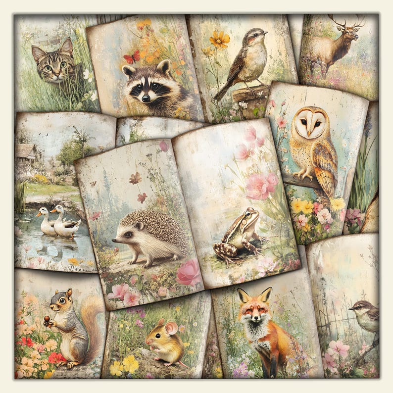 Cottagecore Junk Journal Pages – Printable English Garden Wildlife ...