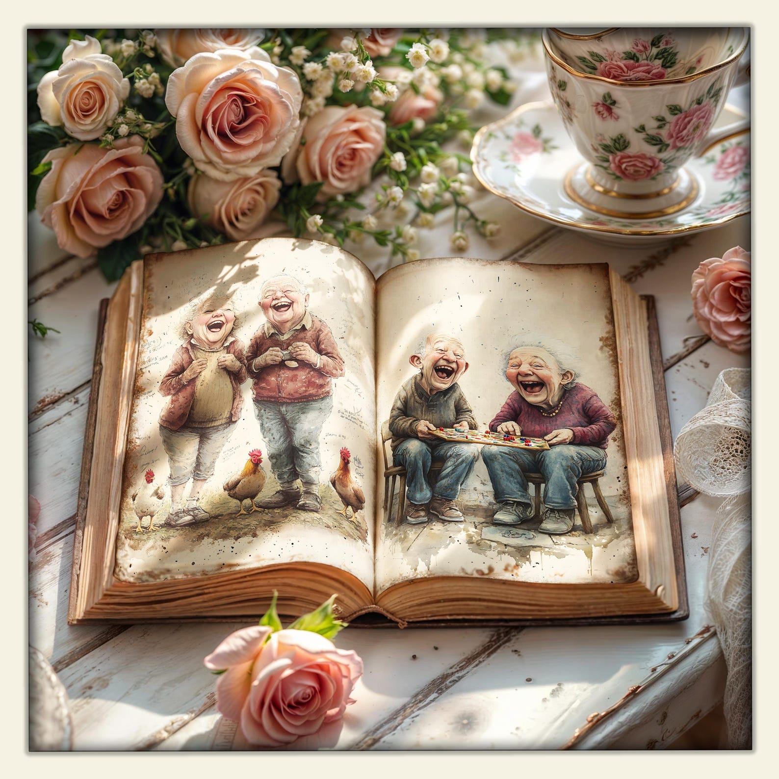 Junk Journal Elderly Couple Growing Older Grandparents Scrapbook Papers ...