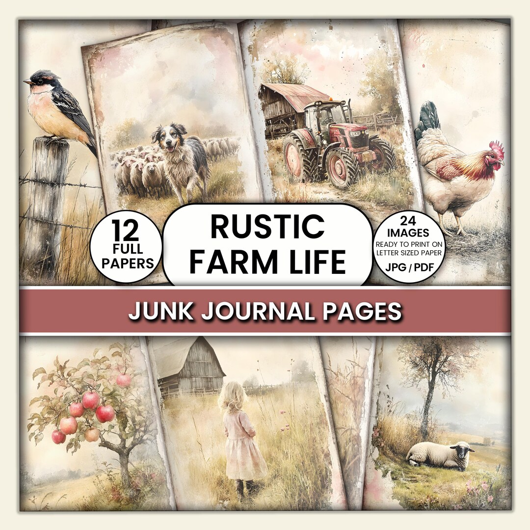 Farming Junk Journal Papers – Farm Life Junk Journal Pages, Rustic ...