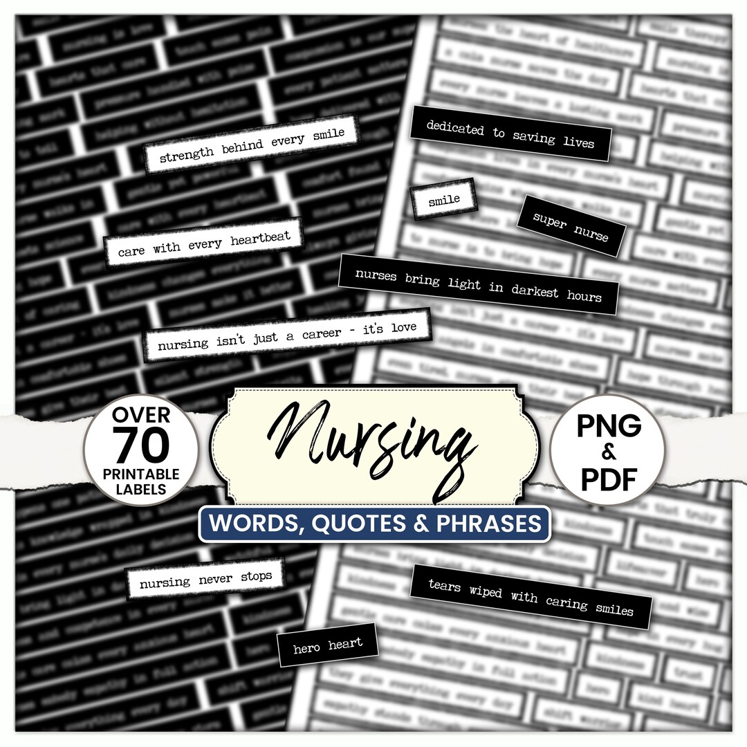 Nursing Quotes Printable Labels: Vintage Ephemera (PDF & PNG) - Etsy
