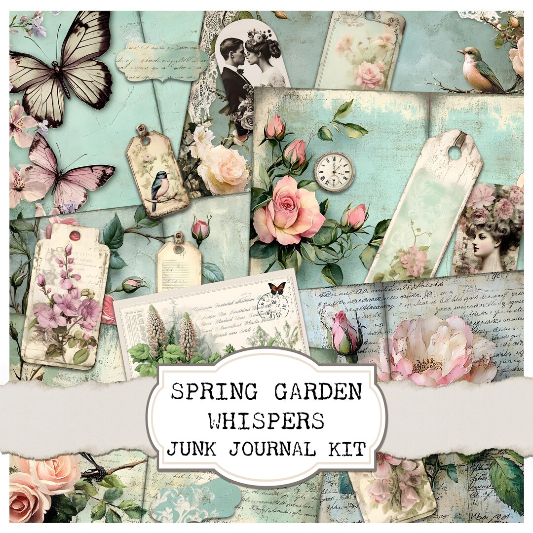 Spring Garden Whispers - Printable Junk Journal Kit. Flower Memories ...