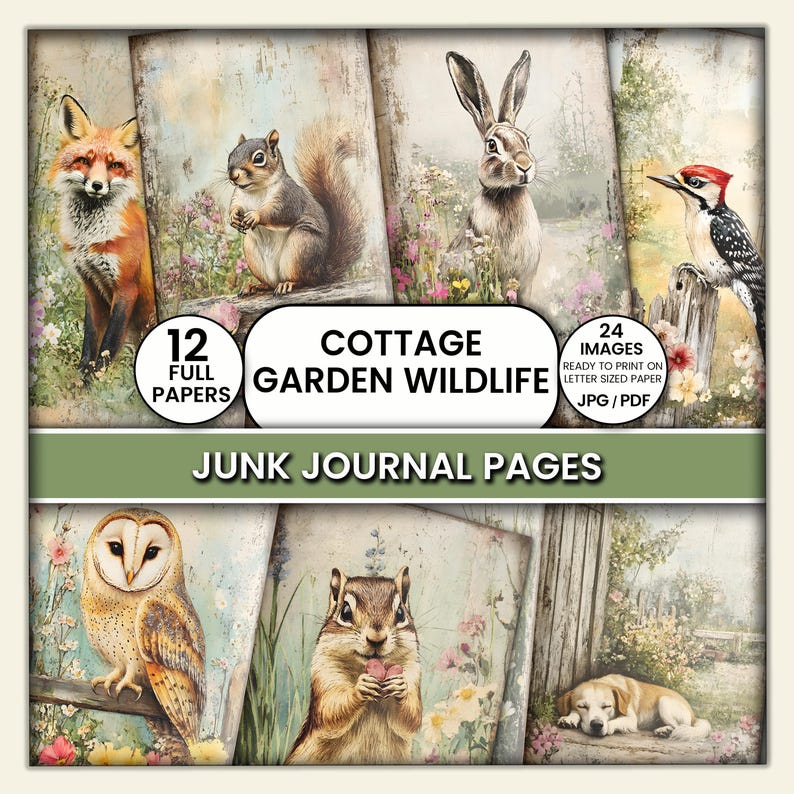 Cottagecore Junk Journal Pages – Printable English Garden Wildlife ...