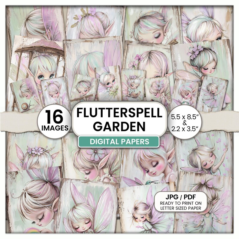 Garden Fairies Digital Paper Pack - Fairy Printable Pages, Junk ...