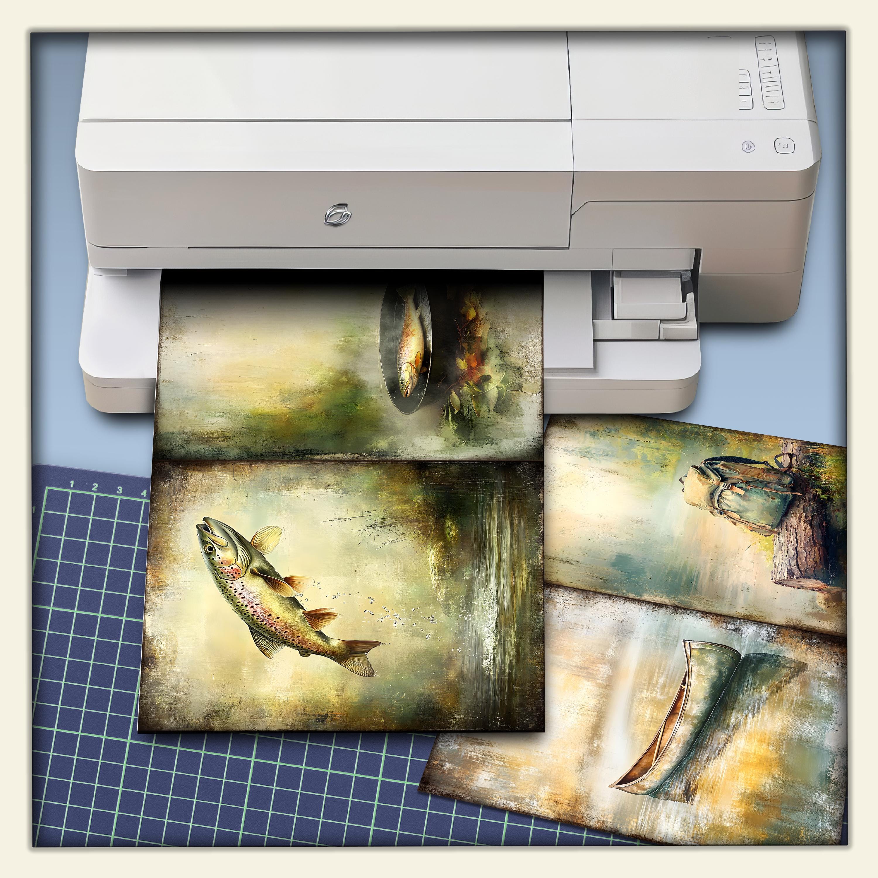 Fisherman Junk Journal Pages, Fishing Digital Paper, Rustic Outdoor ...