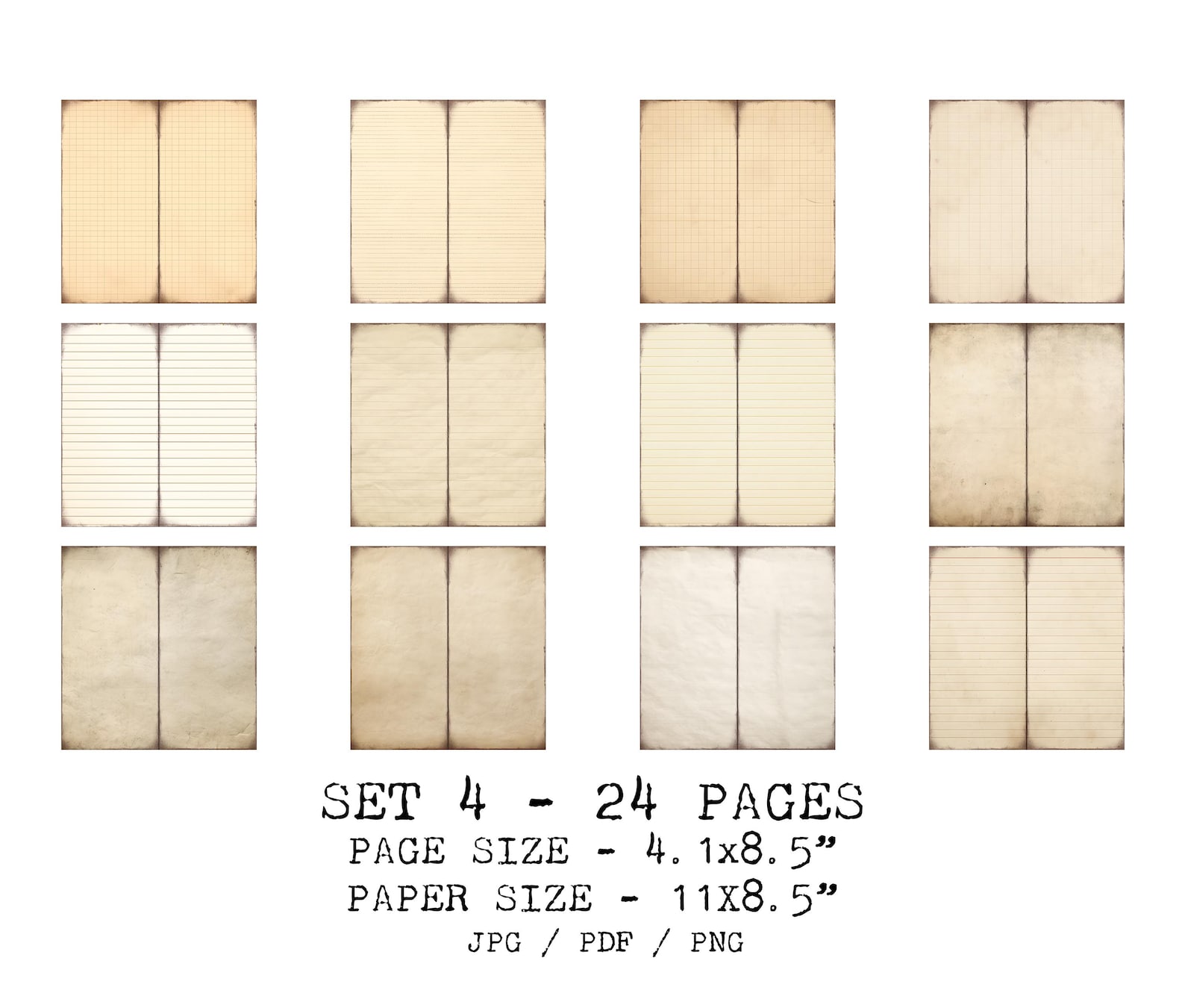 Junk Journal Filler Papers Neutral Colour Vintage Scrapbook Pages Tall ...