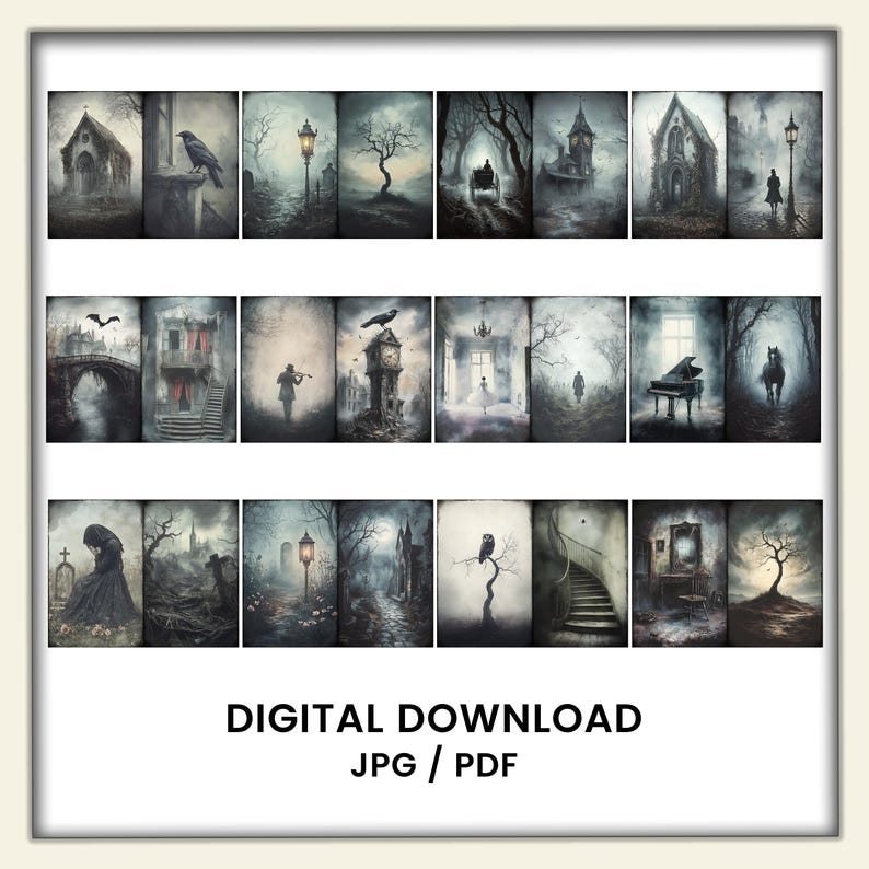 Gothic Junk Journal Pages – Digital Paper Kit, Printable Ephemera ...