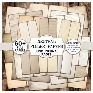 Junk Journal Filler Papers Neutral Colour Vintage Scrapbook Pages Tall ...