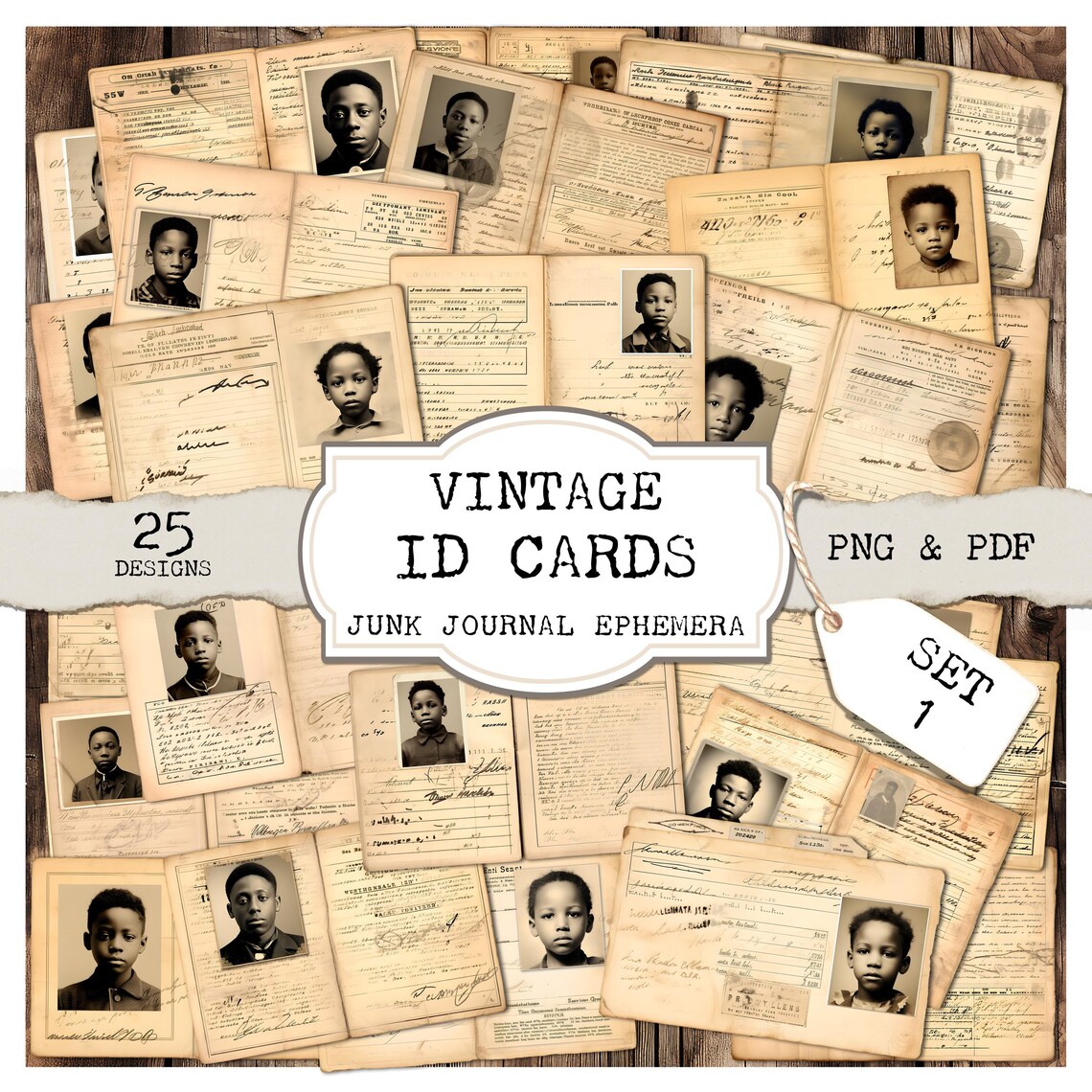 Vintage ID Cards Junk Journal Ephemera - Set 1 (25 Designs) Faith ID ...