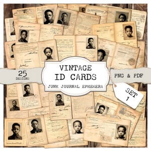 Vintage ID Cards Junk Journal Ephemera - Set 1 (25 Designs) Faith ID ...