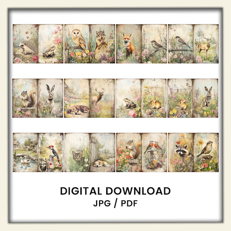 Cottagecore Junk Journal Pages – Printable English Garden Wildlife ...
