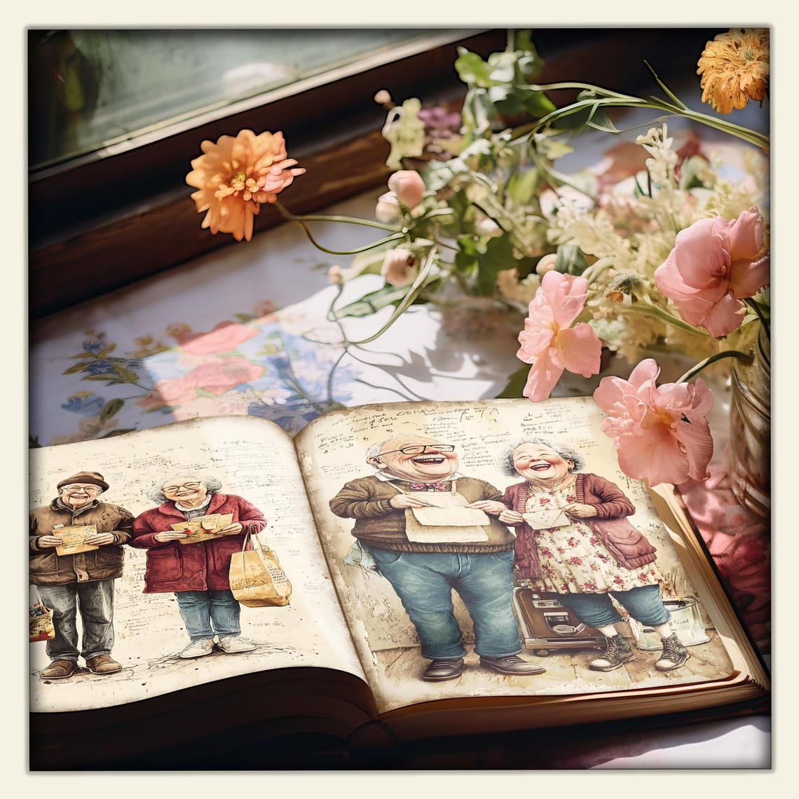 Junk Journal Elderly Couple Growing Older Grandparents Scrapbook Papers ...