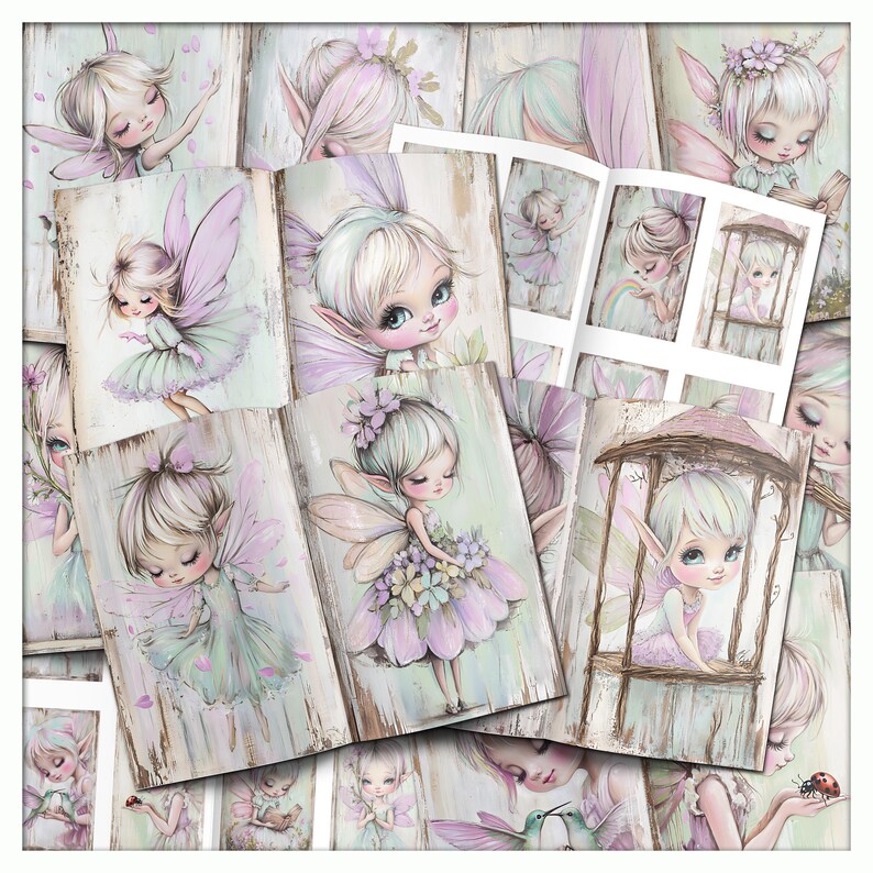 Garden Fairies Digital Paper Pack - Fairy Printable Pages, Junk ...