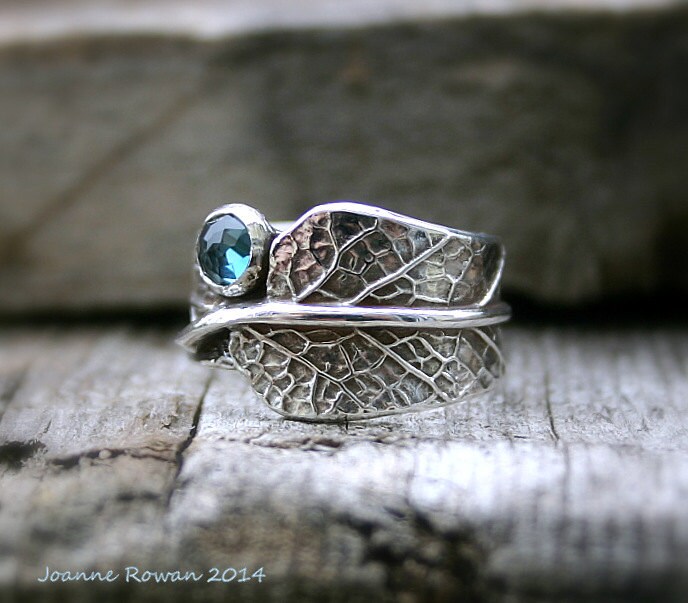 London Blue....sage Leaf Ring With London Blue - Etsy Canada