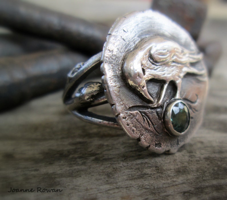 Raven Relic Ring Sterling Silver and Genuine Sapphire - Etsy