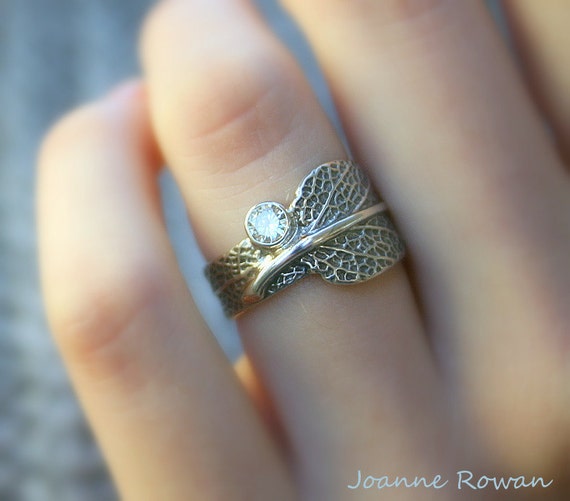 Sage Leaf Ring With Moissanite...engagement Wedding Promise - Etsy Canada