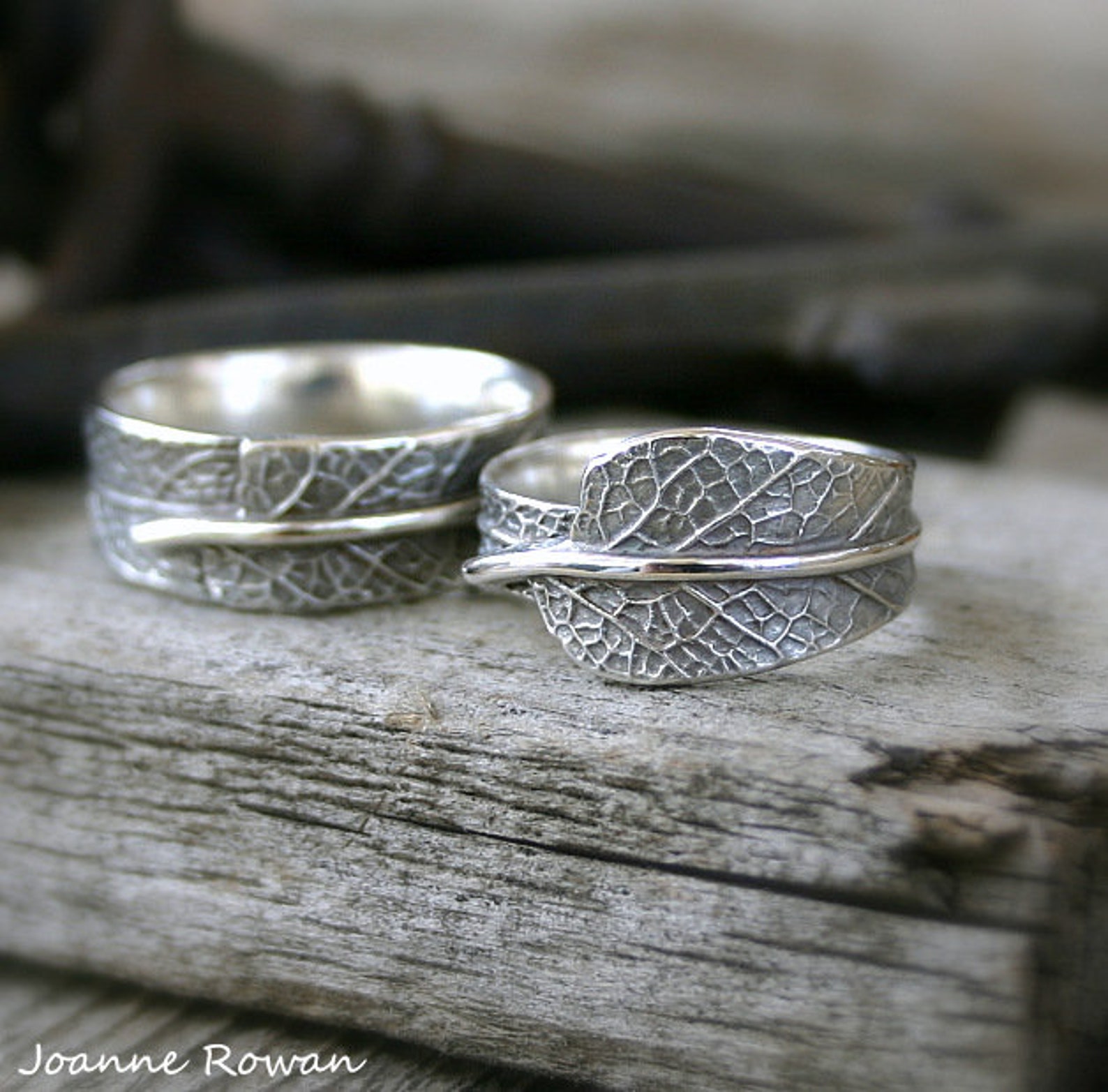 Lovesong...set of Two Sage Leaf Rings in Sterling Silver - Etsy