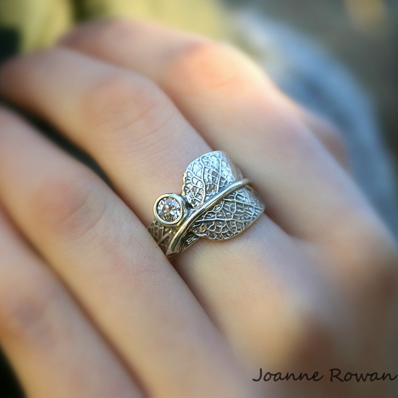 Sterling Silver Leaf Ring - Etsy