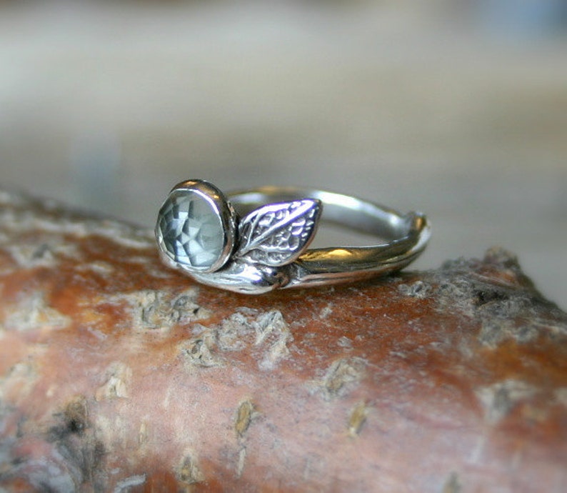 Branch Ring...sterling Silver Band With Green Amethyst Prasiolite ...