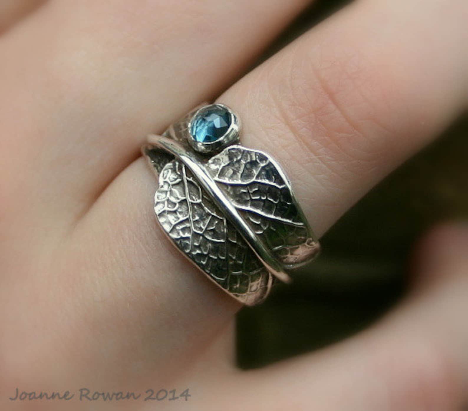London Blue....sage Leaf Ring With London Blue - Etsy Canada