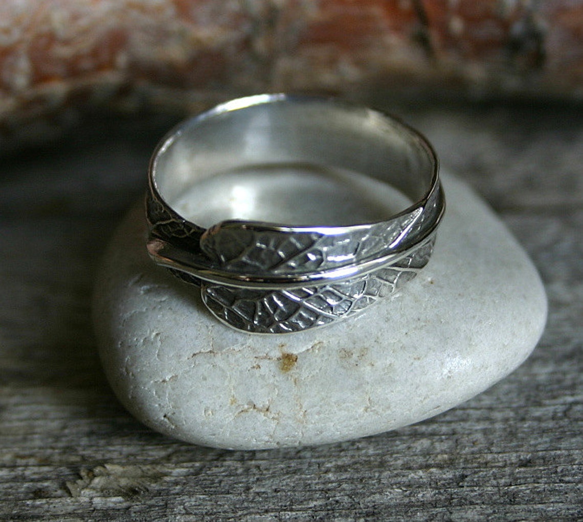 Simple Sage Leaf Ring Comfortable Narrow Band Hand Sculpted - Etsy