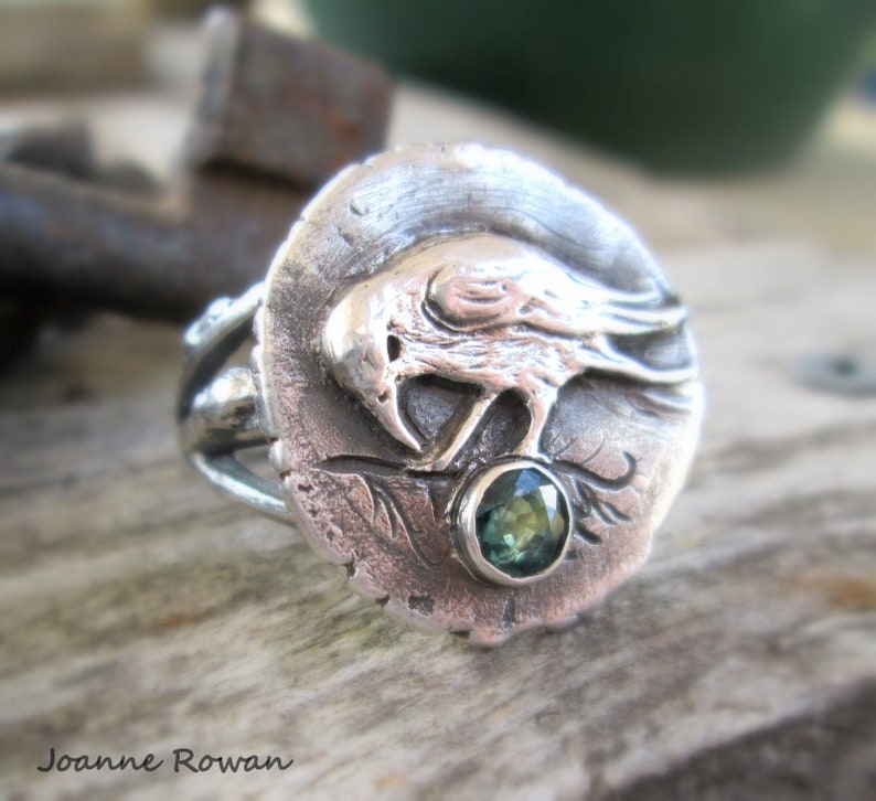 Raven Relic Ring Sterling Silver and Genuine Sapphire - Etsy