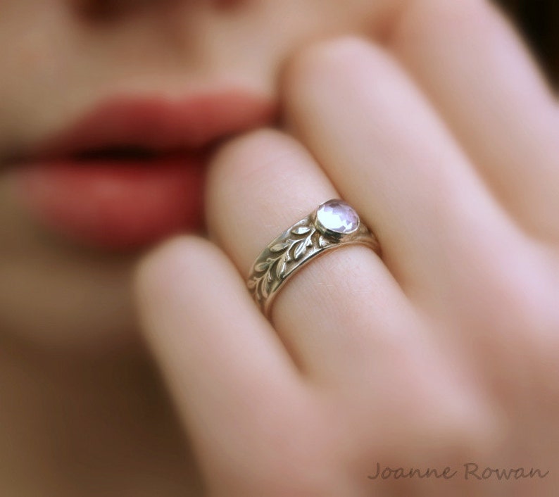 As You Wish...rustic Romantic Vine Ring in Sterling Silver With Rose ...