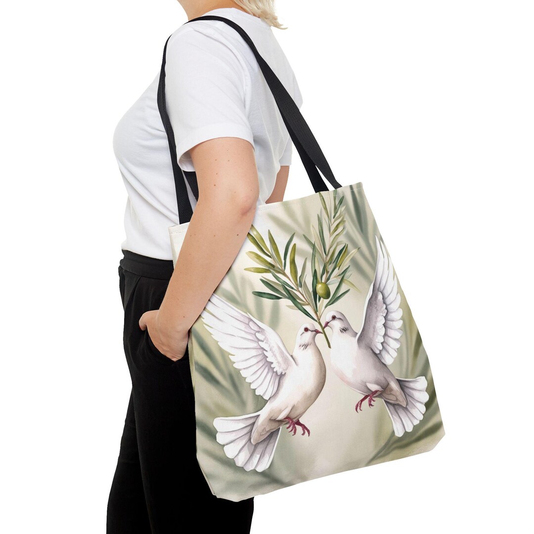 Faithful Doves Tote Bag, White Doves Olive Branches Church Carryall ...