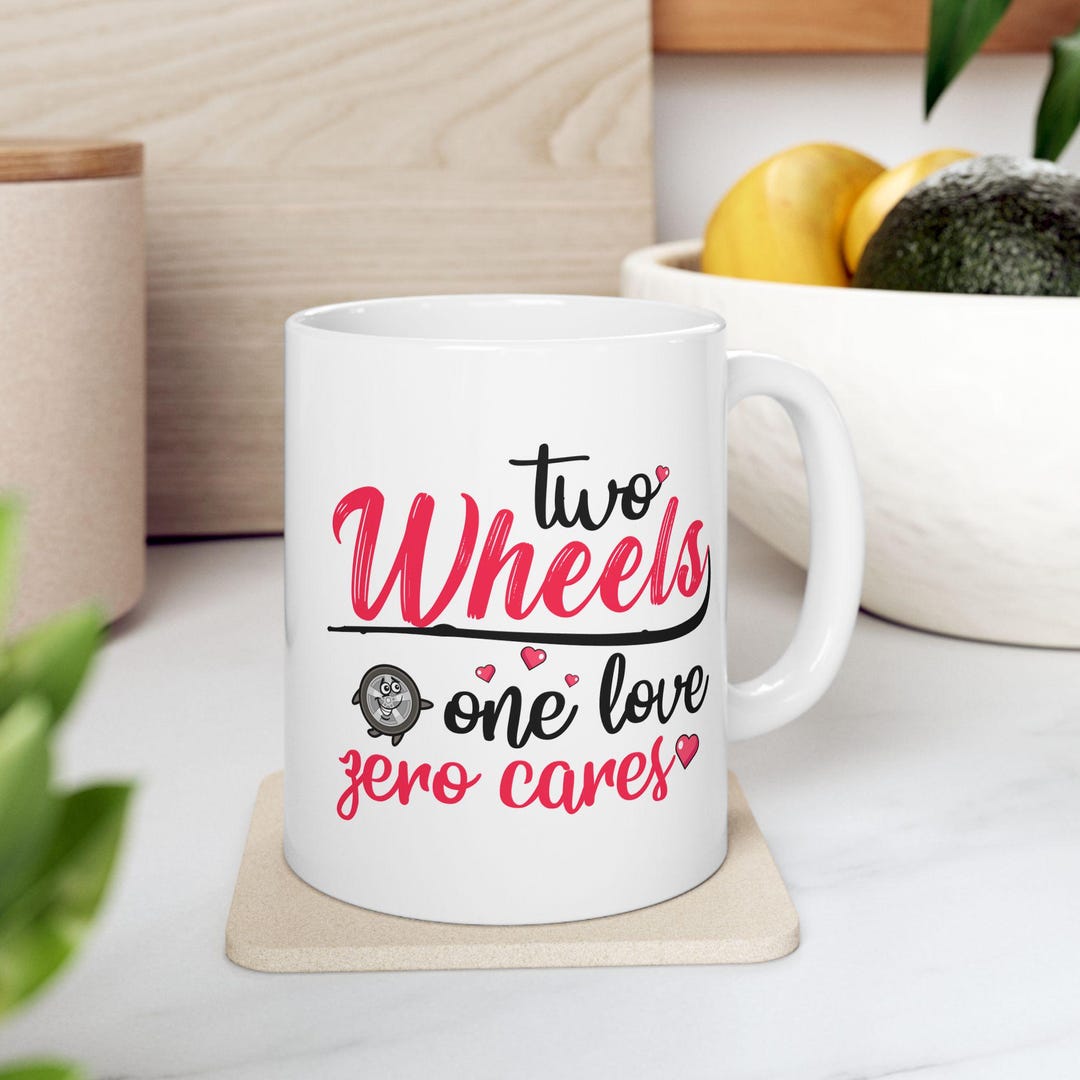 Biker Ceramic Mug: Two Wheels One Love, Motorcycle Enthusiast Gift - Etsy