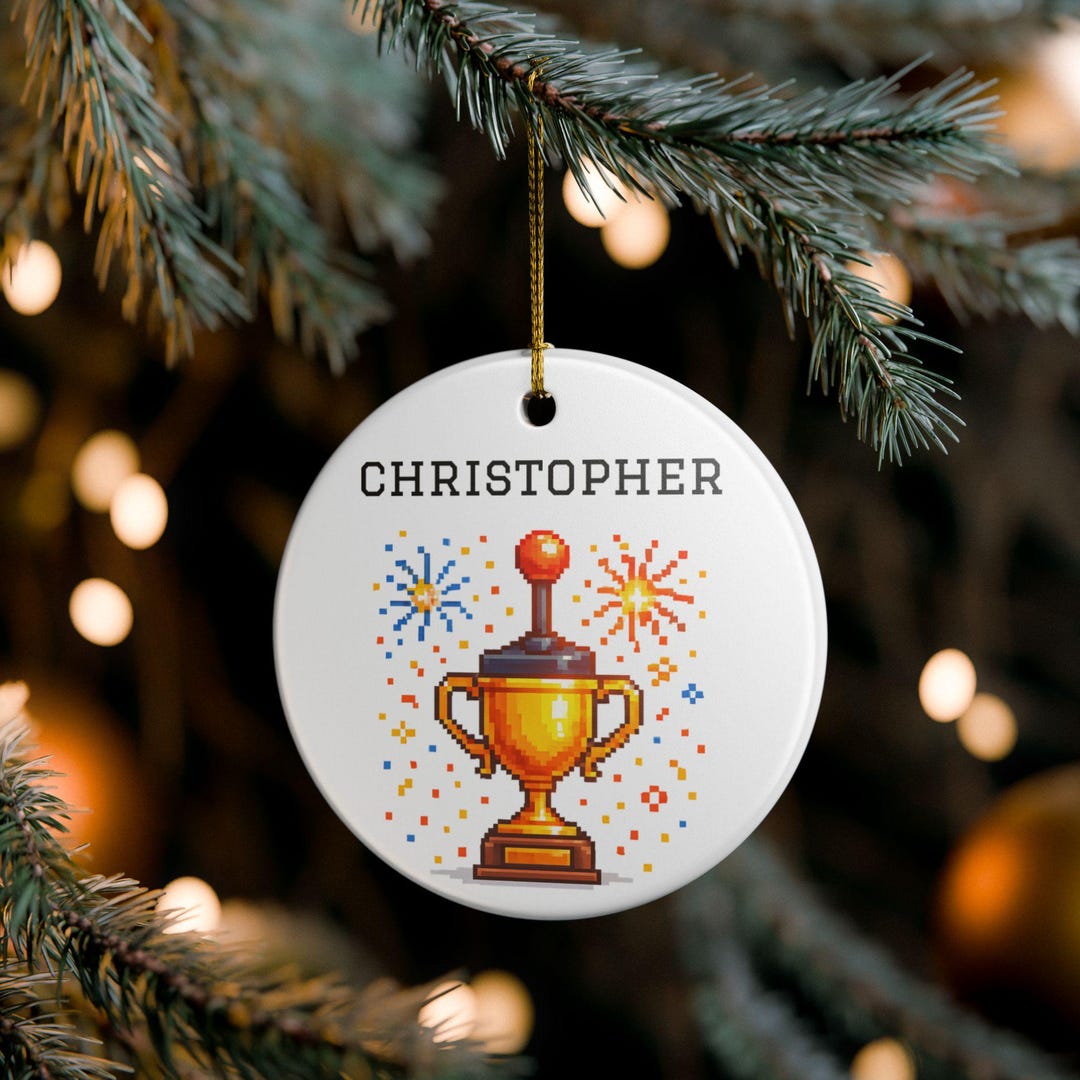 Personalized Gamer Ornament: Trophy Design, Custom Name Holiday ...