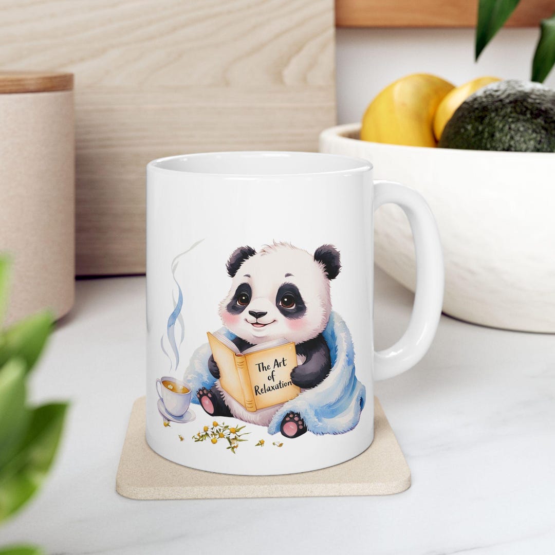 Panda Ceramic Mug, the Art of Relaxation, Book Lover Gift, Cozy Tea Cup ...