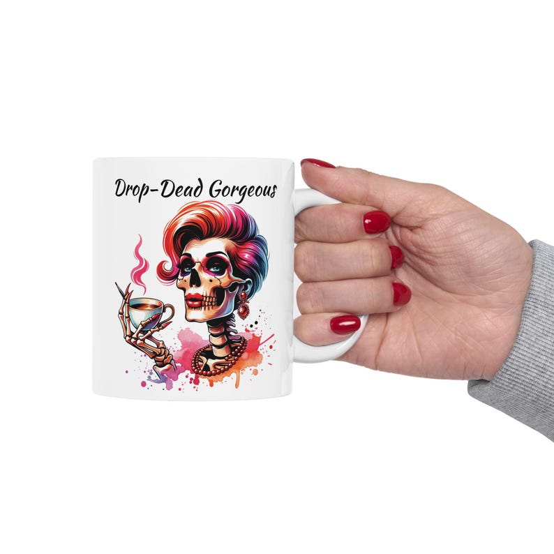 Drop Dead Gorgeous Skeleton Coffee Mug, Halloween Gift, Funny Mug ...