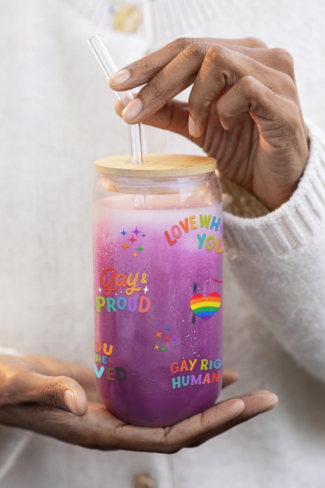 Pride Affirmation Glass Tumbler With Bamboo Lid & Straw - Etsy