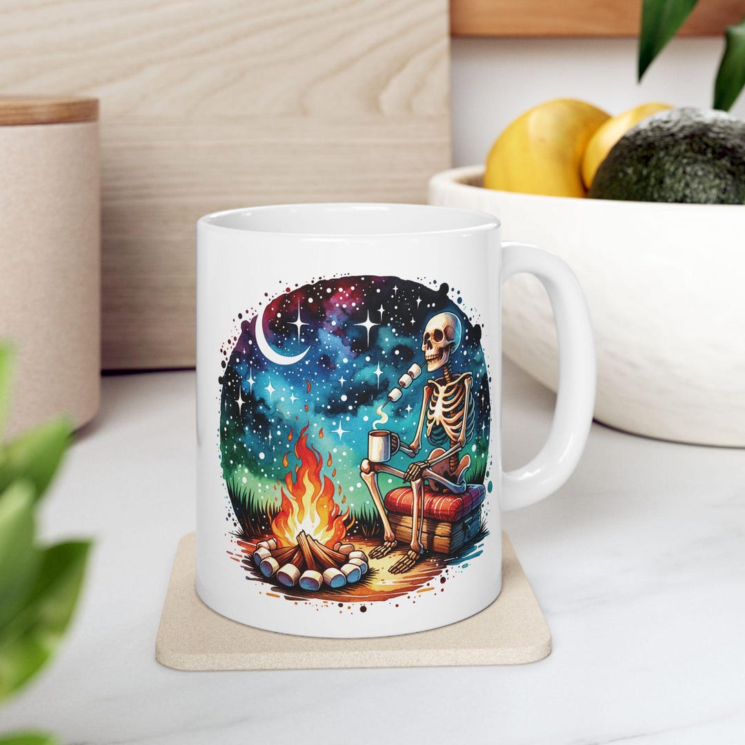 Skeleton Campfire Mug: Spooky Halloween Coffee Cup - Etsy