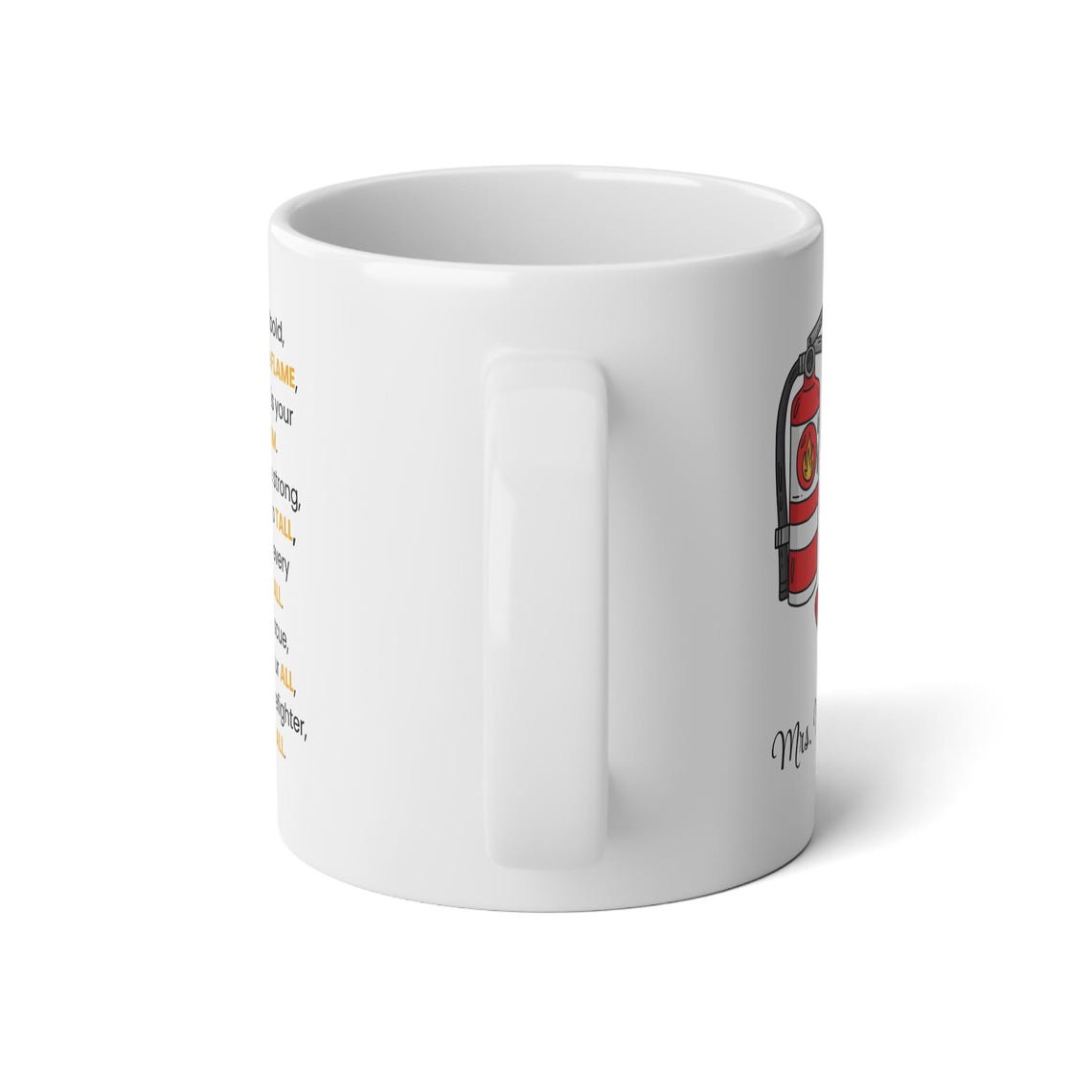 Personalized Jumbo Firefighter Appreciation White Ceramic Coffee Mug ...