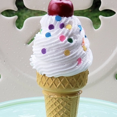 Fake Ice Cream Cone Prop. Soft Serve Cone With Cherry & - Etsy