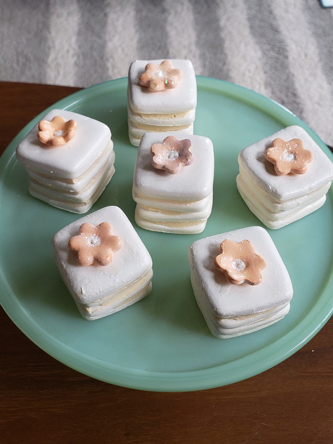Fake Petit Fours. Set of 6 Peach Petit Fours for Display. 12 Legs ...