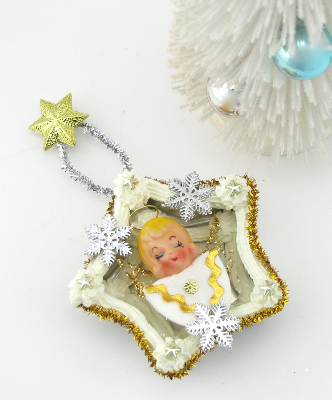 Angel Tart Tin Christmas Ornament With Vintage Angel and Star Tart Tin ...