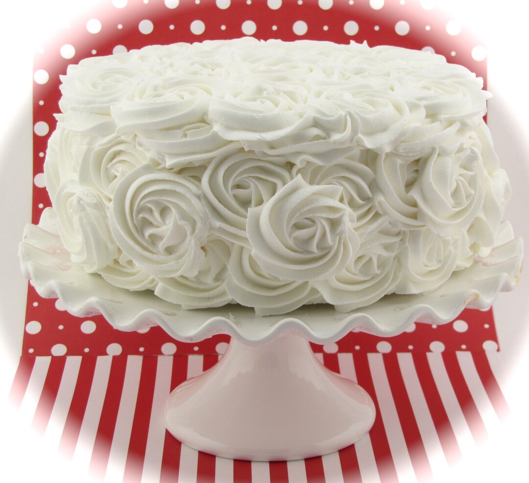 White Rosette Fake Cake Approx. 9"w X 4.25"h Fab Photo Prop, First ...
